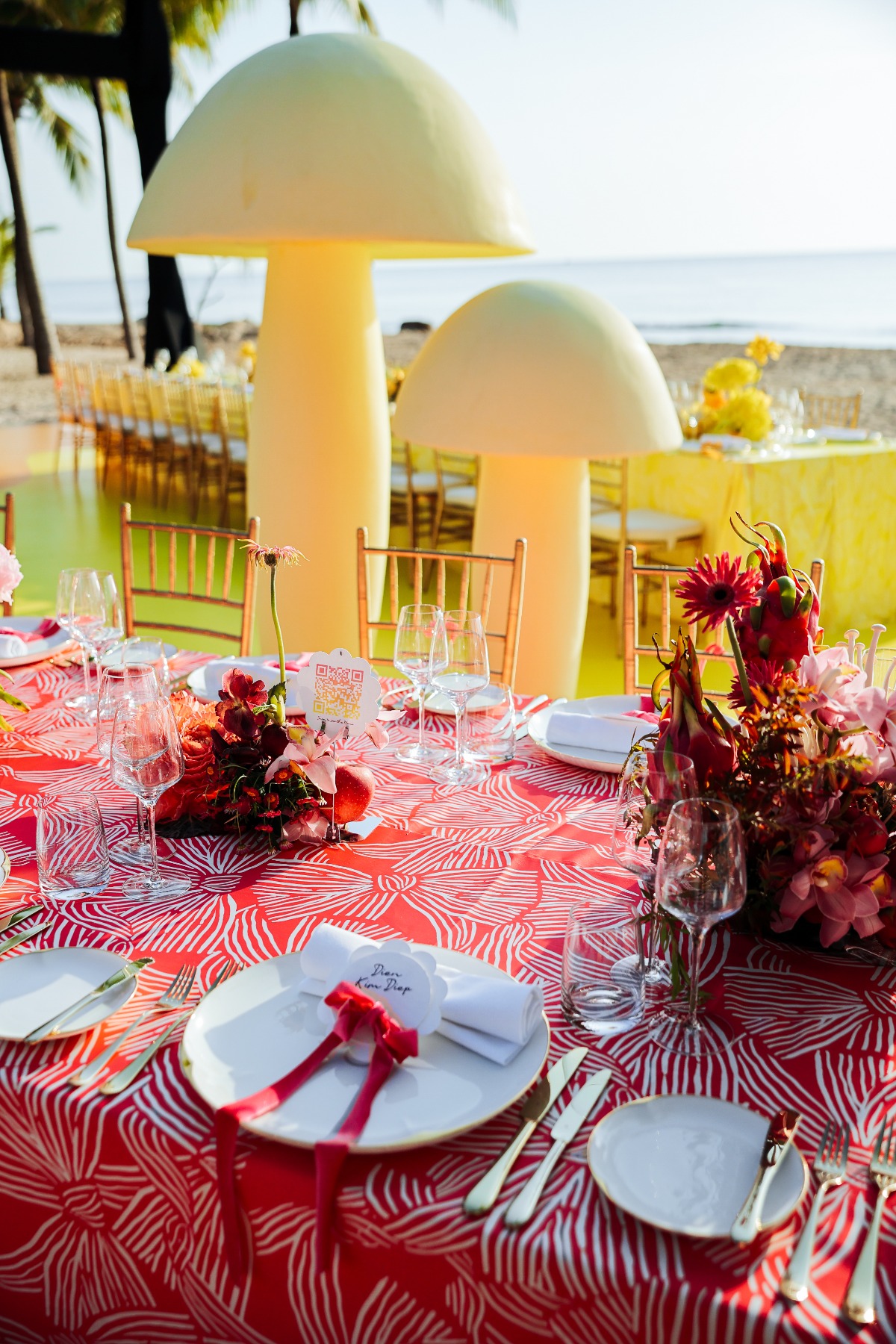 Vibrant beach wedding in vietnam with a psychedelic rainbow reception ...
